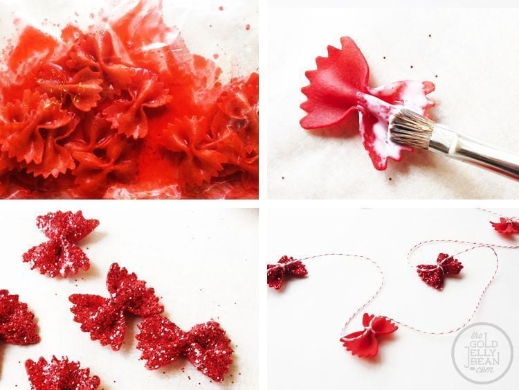 Φτιάξτε χριστουγεννιάτικη γιρλάντα από μακαρόνια φιογκάκια