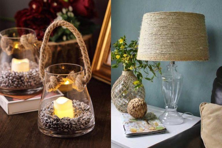 Ιδέες για 15 diy διακοσμητικά χώρου φτιαγμένα από σπάγκο & σκοινί
