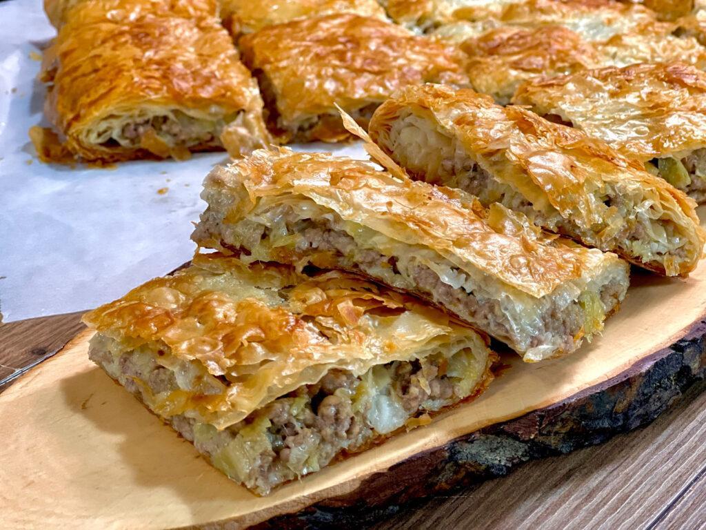 Πρασοκιμαδόπιτα με φύλλο κρούστας