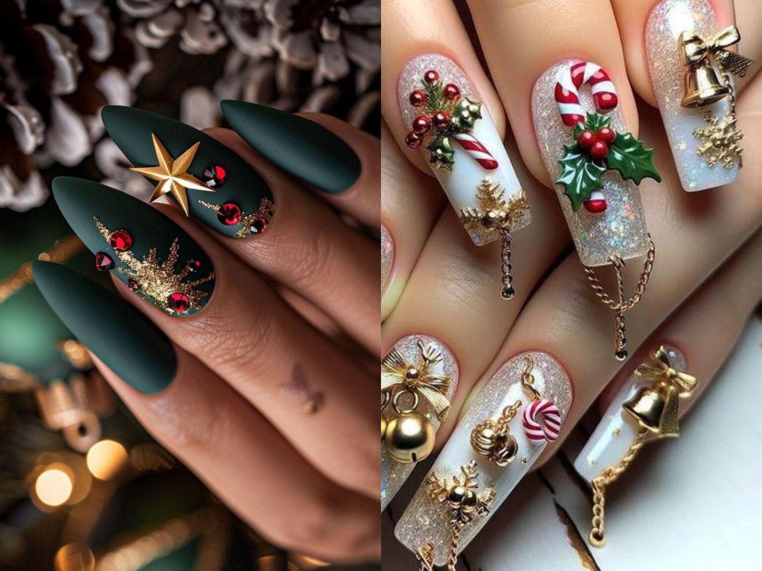 Christmas charms nails : Ιδέες για τα απόλυτα γιορτινά νύχια